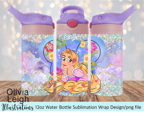 Cute Princess Rapunzel Png File Digital Download 12oz Water Bottle