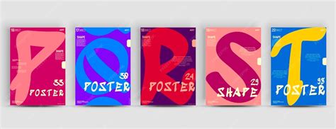 크리에이 티브 유행 포스터 디자인입니다 편지 Pqrst 알파벳 템플릿 포스터 잡지 모형 프리미엄 벡터