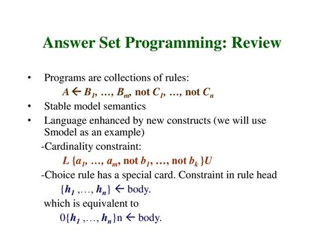 Planning In Answer Set Programming Ppt Download