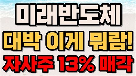 미래반도체 📣대박 이게 뭐람 ｜ 자사주 13 매각에 대한 공시 나와주게 되며 그때부터 주가 상승 시작입니다 Youtube