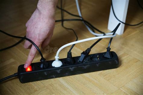 Turn Off The Button On Power Connector To Save On Electricity Stock Image Image Of Electricity
