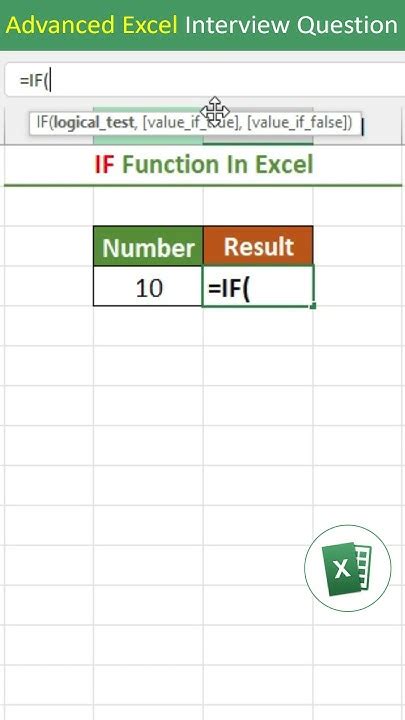 If Function In Excel If Formula In Excel Excel Interview Questions