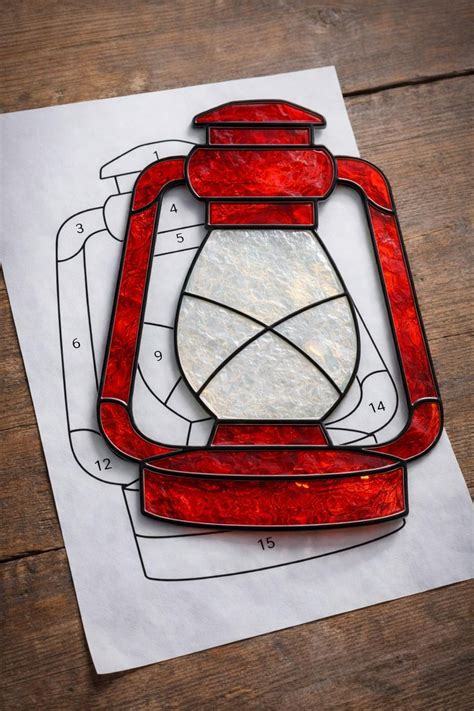 Lantern Stained Glass Sun Catcher Printable Pattern Digital Download