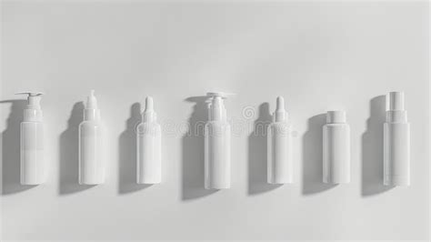 Collection Of Blank Skincare Bottles In Minimalist Layout Concept Of