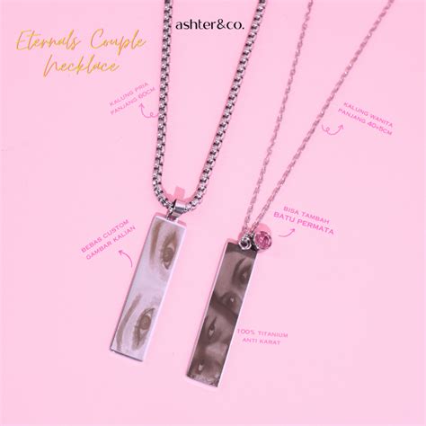 Jual Ashterandco Eternals Couple Necklace Kalung Custom Laser Nama Gambar Titanium Shopee