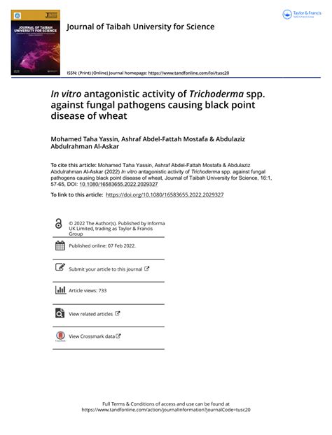 Pdf In Vitro Antagonistic Activity Of Trichoderma Spp Against Fungal Pathogens Causing Black