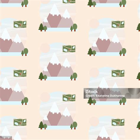 Seamless Pattern Hiking And Camping Clipart Nature Digital Paper For