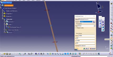 how to do fea on a force from a point rather then distributed r catia