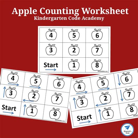 Kindergarten Code Academy Apple Counting Worksheet