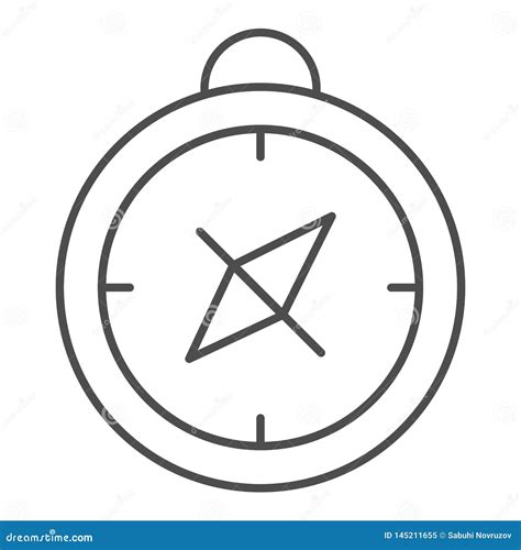 Compass Thin Line Icon Cartography Vector Illustration Isolated On White Stock Vector
