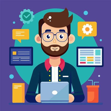 Flat Vector Illustration Of A Computer Programmer Character Premium Ai Generated Vector