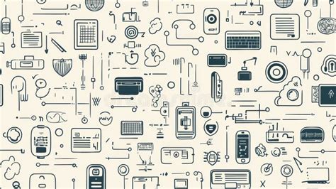 Creative Collection Of Hand Drawn Doodles Showcasing Technology Items