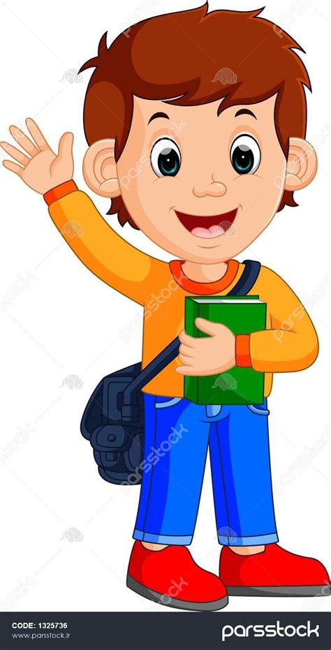 وکتور کارتونی پسر با کوله پشتی 1325736