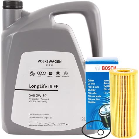 Bosch Ölfilter + VAG Original 0W-30 Motoröl LongLife III 3 FE, 5 Liter ...