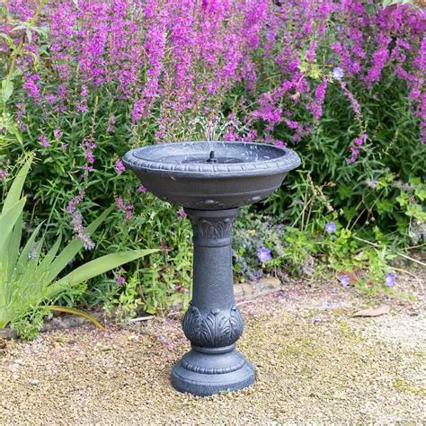 Primrose Windsor Solar Bird Bath Outdoor Water Feature With Lights