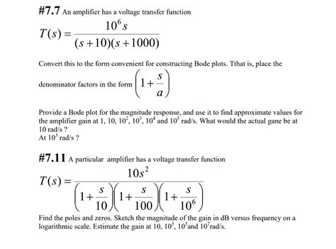 solved 7 7 an amplifier has a voltage transfer function s