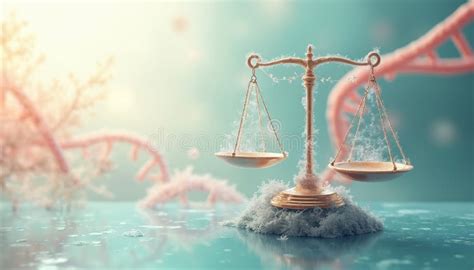 Conceptual Visualization Of Bioethics Medical Ethics Using Abstract Scales Dna Structures