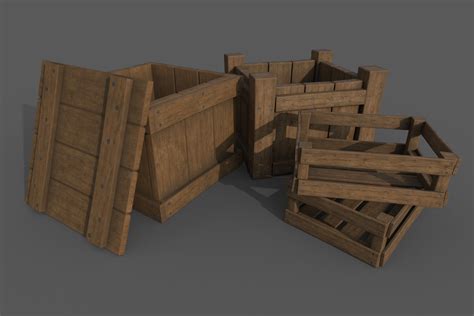 wooden boxes 3d props unity asset store