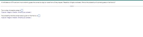 Solved The Number Of Possible Codes Is Type An Integer Or