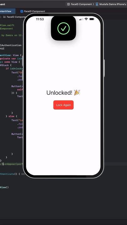 Faceid Integration And Usage Swiftui Tutorial Shorts Faceid