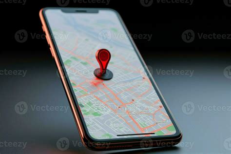 3D Rendering Smartphone Displays Red Map Pointer Icon Screen Empty AI