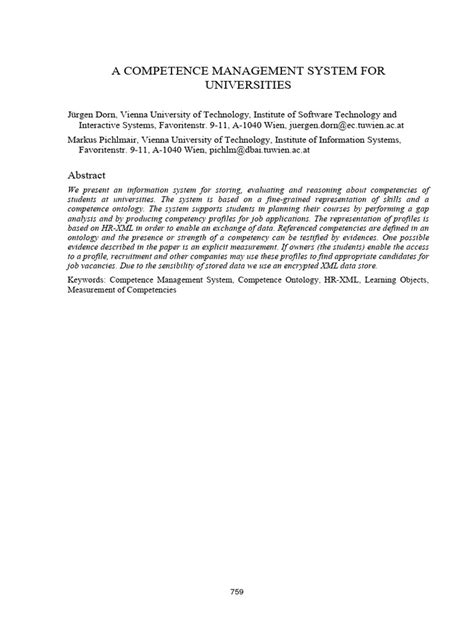 A Competence Management System For Universities Pdf