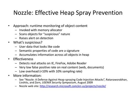 Ppt Nozzle A Defense Against Heap Spraying Code Injection Attacks Powerpoint Presentation