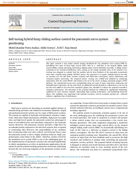 pdf self tuning hybrid fuzzy sliding surface control for pneumatic