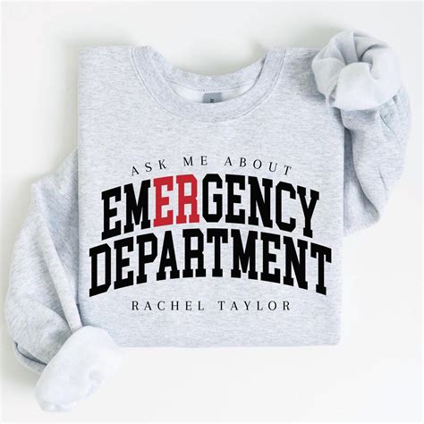 Personalized Emergency Department Crewneck Sweatshirt Er Nurse T Etsy