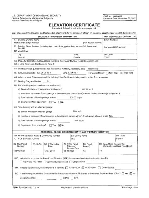 Fillable Online Elevation Certificate And Instructions Fax Email Print Pdffiller