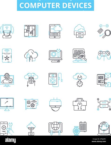 computer devices vector line icons set laptop desktop monitor
