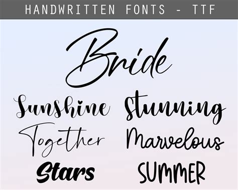 Handwritten Font Bundle TTF Cursive Fonts Wedding Fonts Cricut Fonts Procreate Fonts Canva