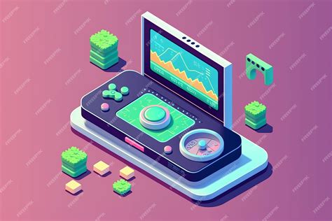 Premium Photo Isometric Game Development Concept For Mobile App Featuring Game Console