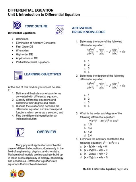 Differential Equation Module 1 Pdf Equations Differential Equations