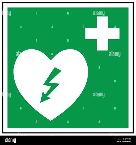 International Automated External Defibrillator Sign Indicating The