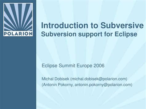 ppt introduction to subversive subversion support for eclipse