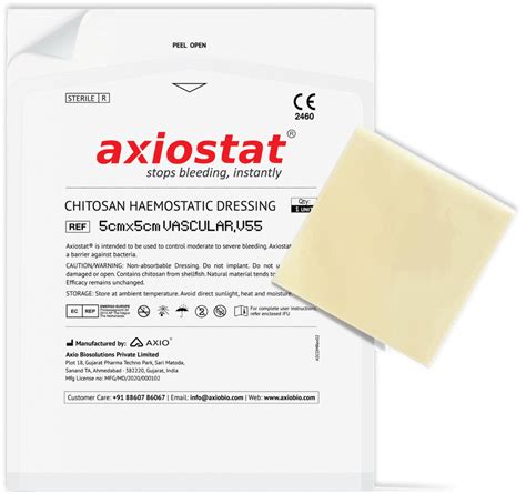 Chitosan Wound Dressing Products Axiostat Vascular Patch