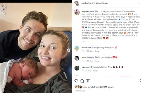 Former Love Island Star Amy Hart Gives Birth We Are So In Love