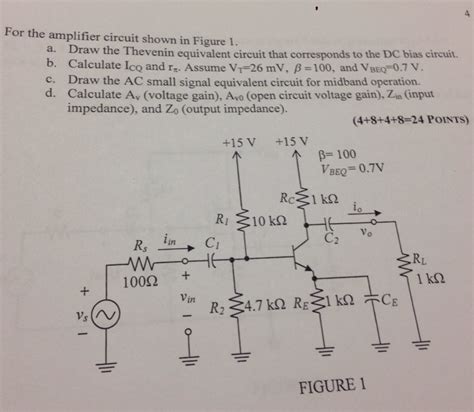 Solved For The Amplifier Circuit Shown In Figure 1 Draw
