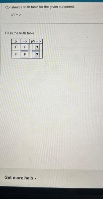 Solved Construct A Truth Table For The Given Statement Pvp