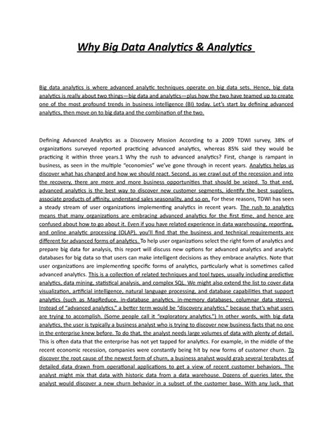 Big Data Analytics Big Data Why Big Data Analytics Analytics Big Data Analytics Is Where