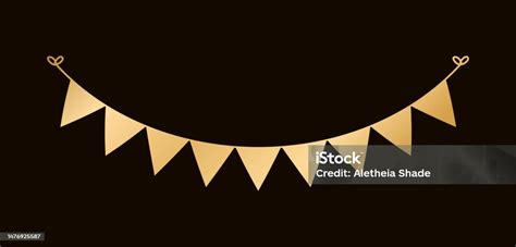 황금 깃발 화환 축제 생일 크리스마스 파티 축 하 매달려 멧새 화환 벡터 일러스트 레이 션 갈란드 장식품에 대한 스톡 벡터 아트 및 기타 이미지 Istock