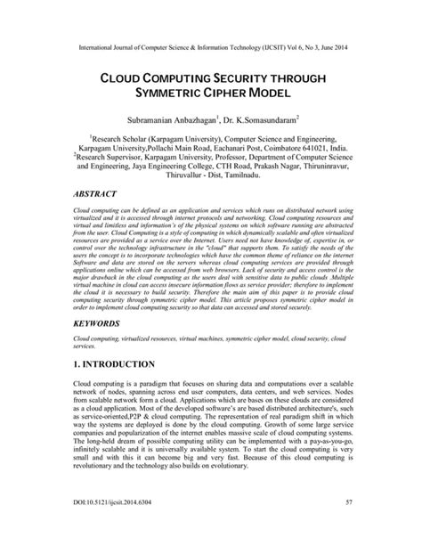 Cloud Computing Security Through Symmetric Cipher Model Pdf