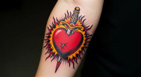 26 Classic Traditional Sacred Heart Tattoo Ideas That Feel Timeless