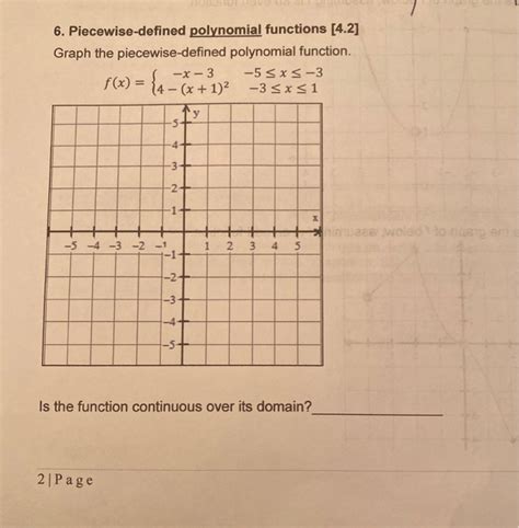 Solved 6 Piecewise Defined Polynomial Functions 42 Graph