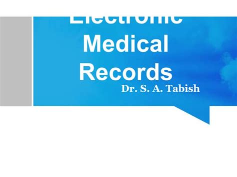 Electronic Medical Records Ppt
