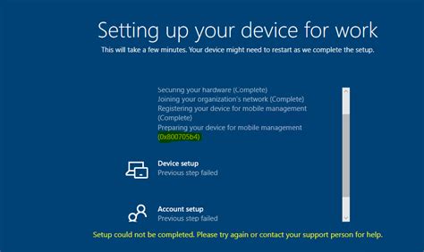Hyprid Ad Autopilot Server Error Code 80180005 On Win10 Device Microsoft Qanda