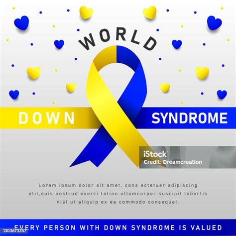파란색과 노란색 리본다운 증후군 세계 일 벡터 포스터 소셜 포스터 21 3 월 세계 다운 증후군의 날 21에 대한 스톡 벡터 아트 및 기타 이미지 Istock