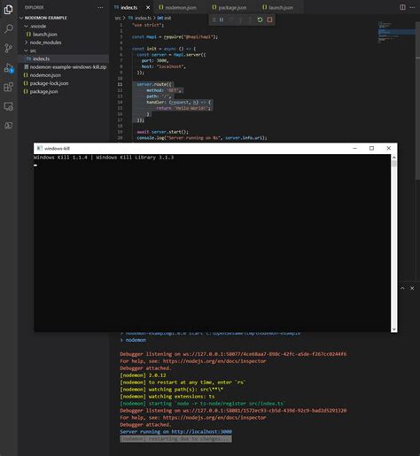 Nodemon Opens Windows Killexe But Doesnt Restart Process