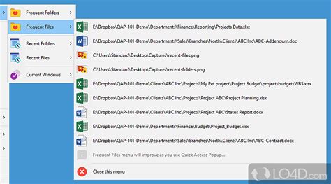 Quick Access Popup Screenshots